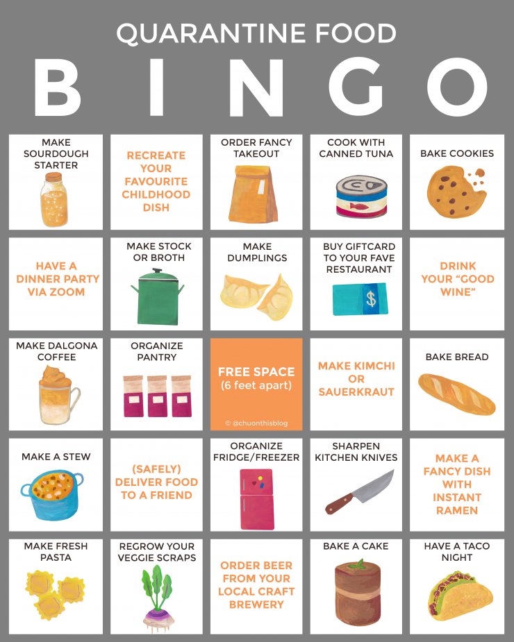 Quarantine Food Bingo - Chu on This